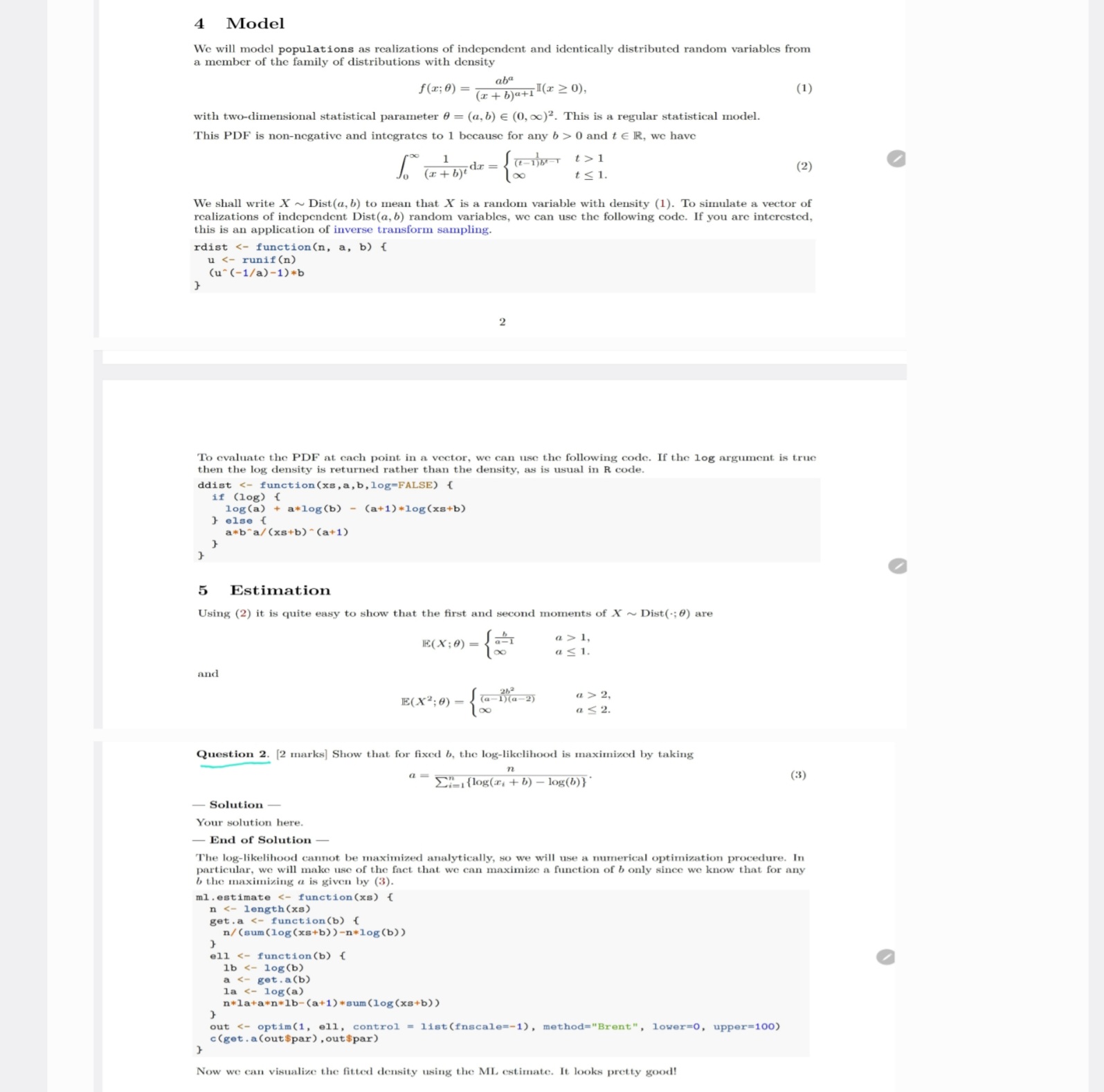 Solved 4 ﻿ModelWe will model populations as realizations of | Chegg.com