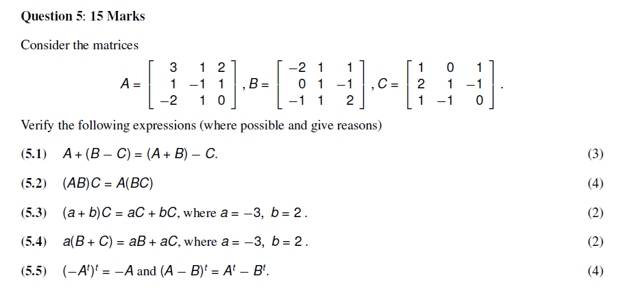 Solved Consider the matrices | Chegg.com
