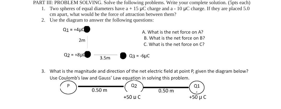 Solved PART III: PROBLEM SOLVING. Solve the following | Chegg.com
