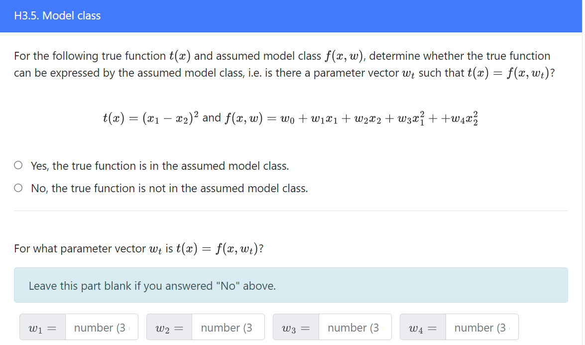 Solved For the following true function t(x) and assumed | Chegg.com