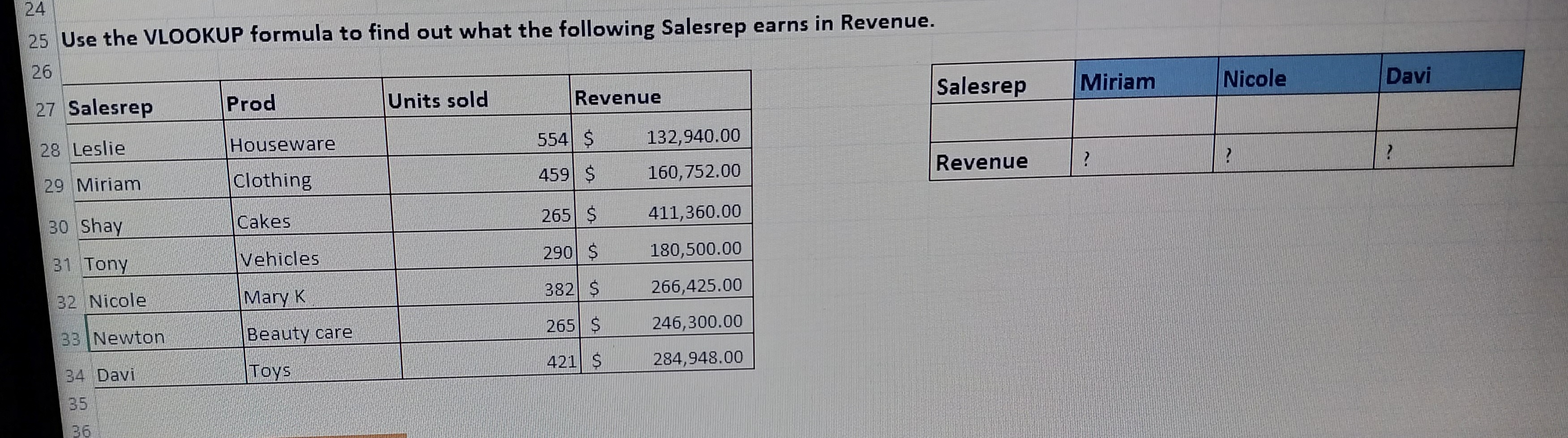 Solved Use the VLOOKUP formula to find out what the | Chegg.com