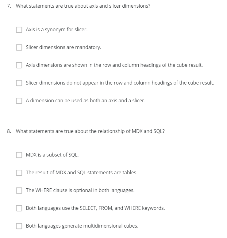 Solved 7. What statements are true about axis and slicer | Chegg.com