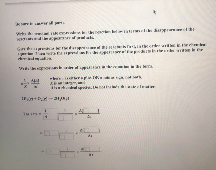 Solved Be sure to answer all parts. Write the reaction rate | Chegg.com