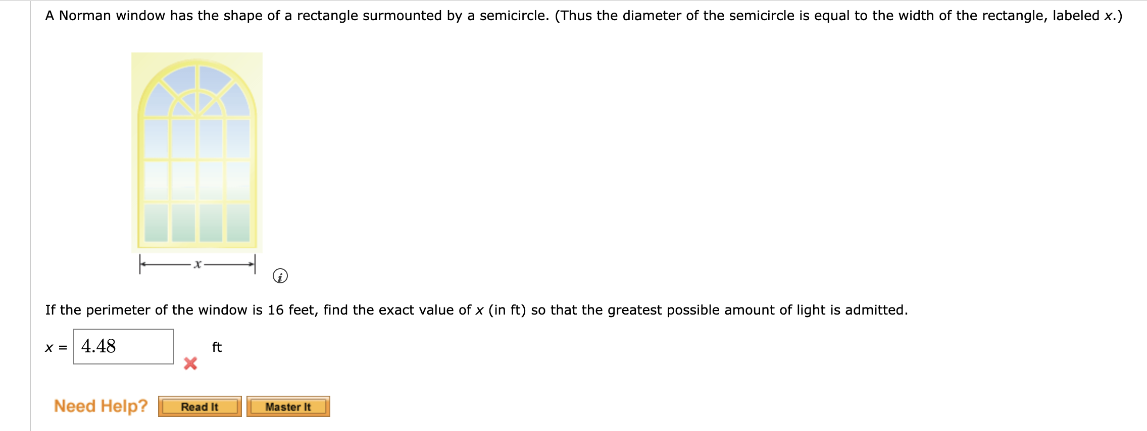 Solved A Norman window has the shape of a rectangle | Chegg.com
