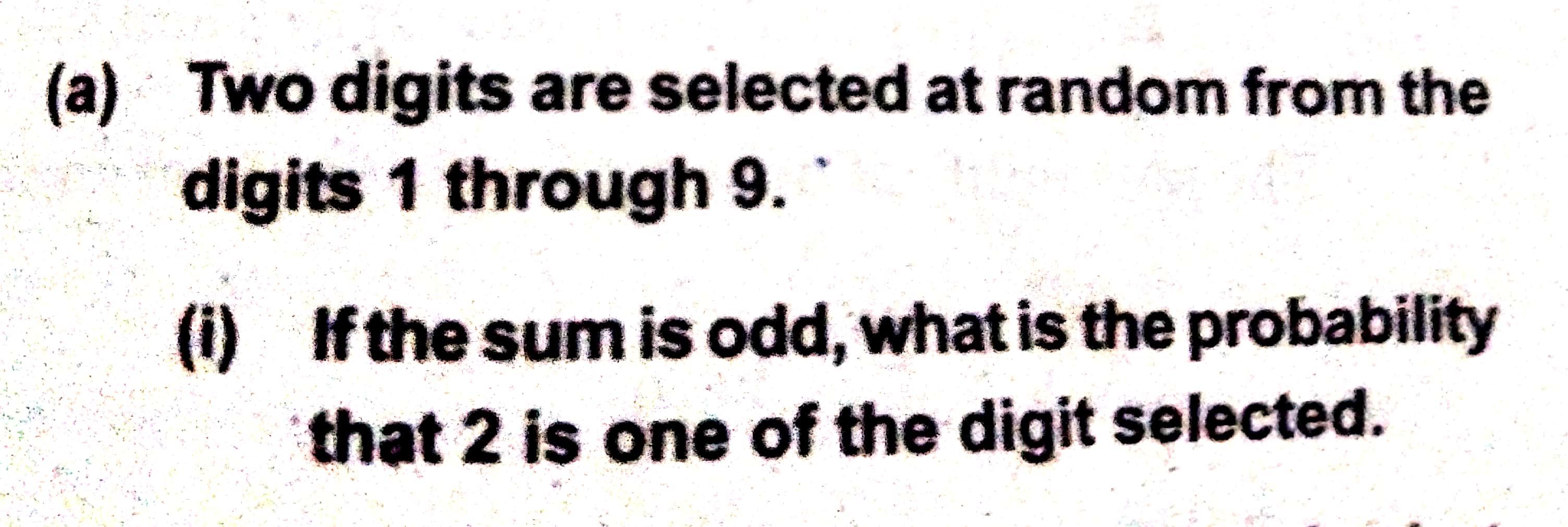 Solved (a) Two digits are selected at random from the digits | Chegg.com