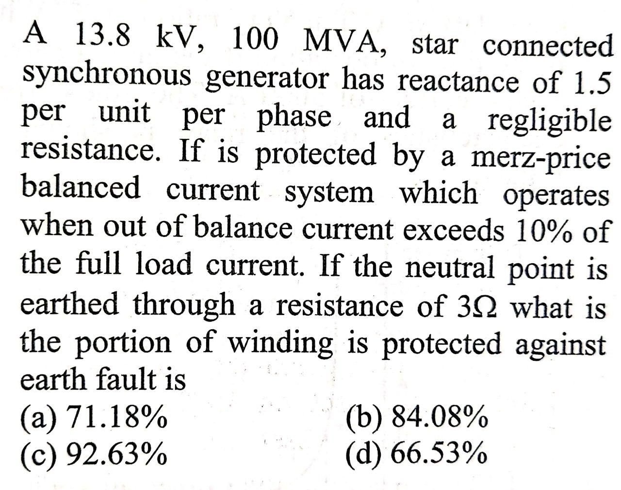 Solved A 13.8 kV, 100 MVA, star connected synchronous | Chegg.com