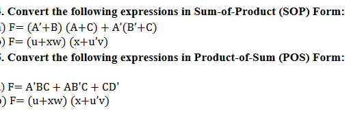 Solved Convert the following expressions in Sum-of-Product | Chegg.com