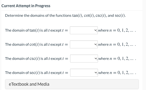 Solved Current Attempt in Progress Determine the domains of | Chegg.com