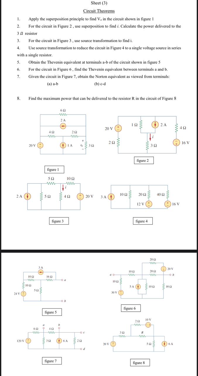 Solved Circuit Theorems 1. Apply the superposition principle | Chegg.com