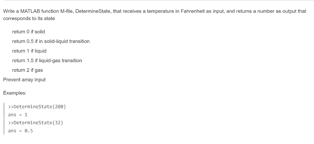 Solved Write A Matlab Function M File Determinestate That