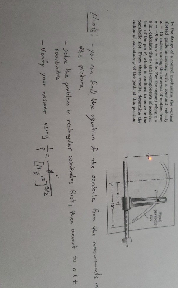 Solved In the design of a control mechanism, the vertical | Chegg.com