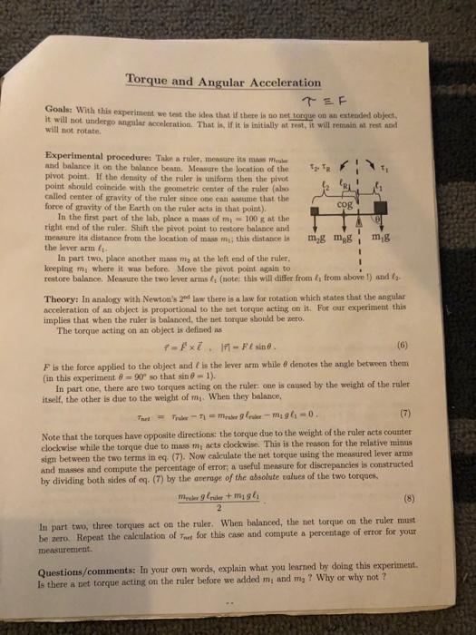 Solved Torque and Angular Acceleration Goals: With this | Chegg.com