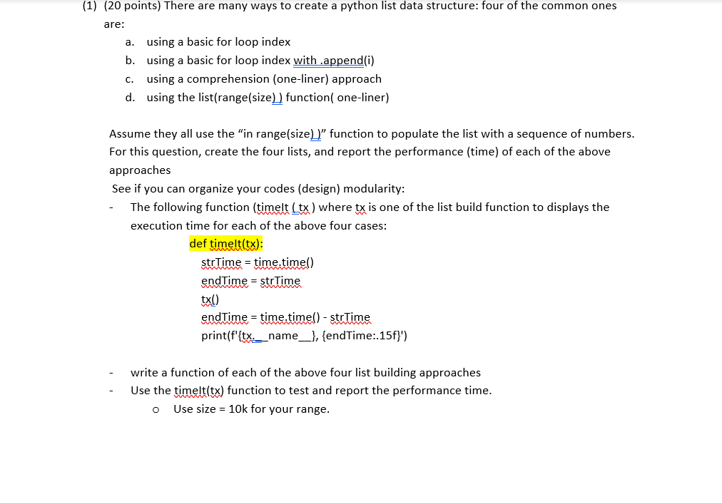 Solved a. (1) (20 points) There are many ways to create a | Chegg.com