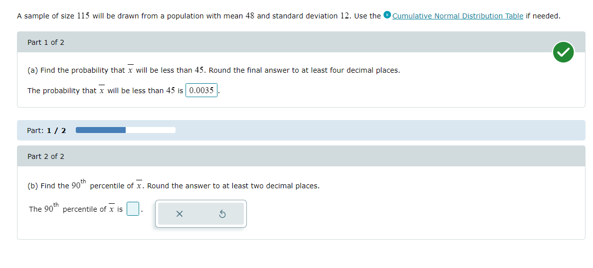 Solved (a) Find the probability that xˉ will be less than 45 | Chegg.com