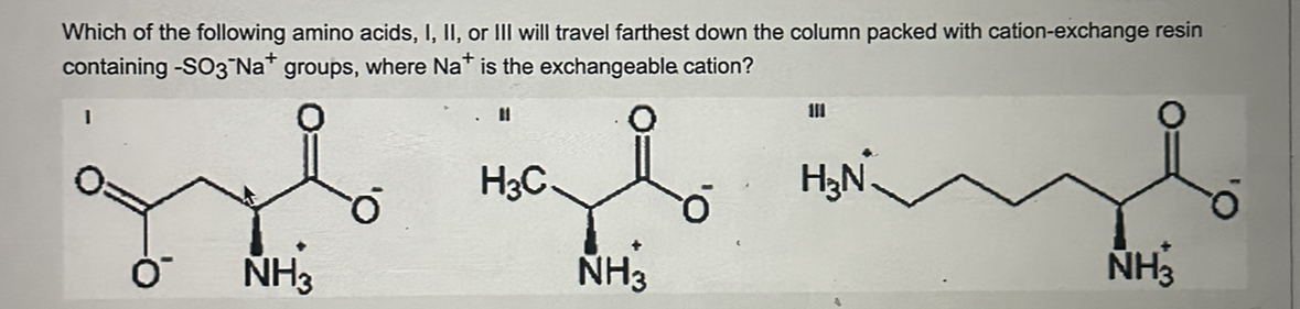 Solved Which of the following amino acids, I, II, or III | Chegg.com