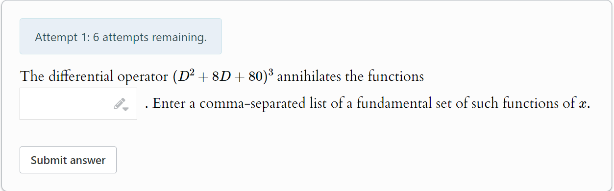 Solved Attempt 1: 6 ﻿attempts remaining.The differential | Chegg.com