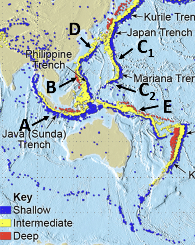 Solved The plate boundary at location (D) on the map below | Chegg.com