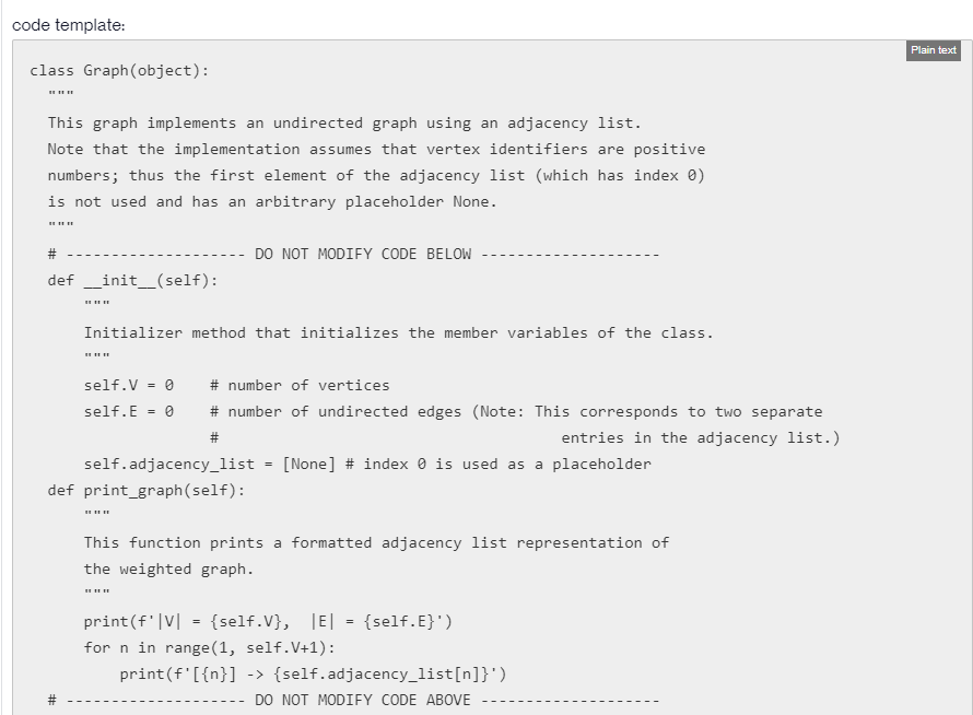 Define the functions of a graph implementation based | Chegg.com