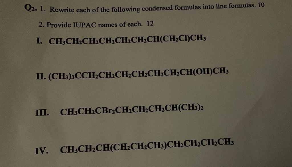 Solved 22. 1. Rewrite each of the following condensed | Chegg.com