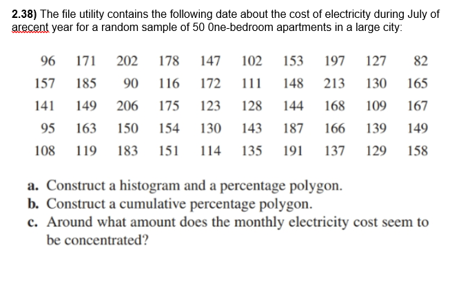 Solved 2.38) The file utility contains the following date | Chegg.com