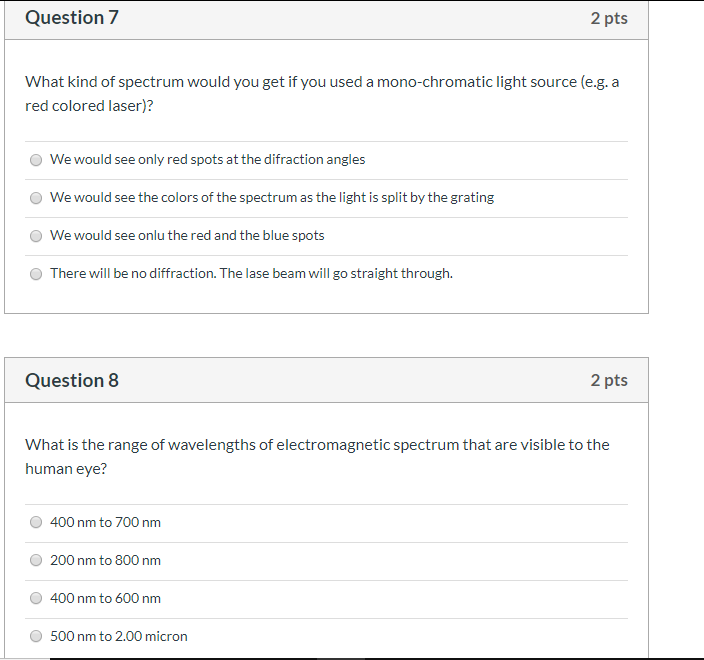 Solved Question 7 2 pts What kind of spectrum would you get | Chegg.com