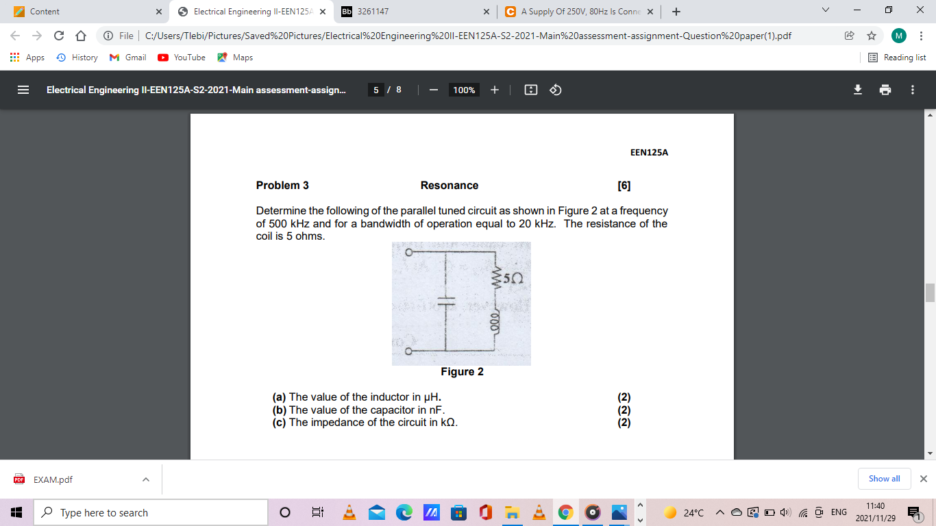 Solved Content Electrical Engineering Il-EEN 125A X Bb | Chegg.com