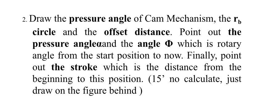 Solved 2. Draw the pressure angle of Cam Mechanism, the ro | Chegg.com