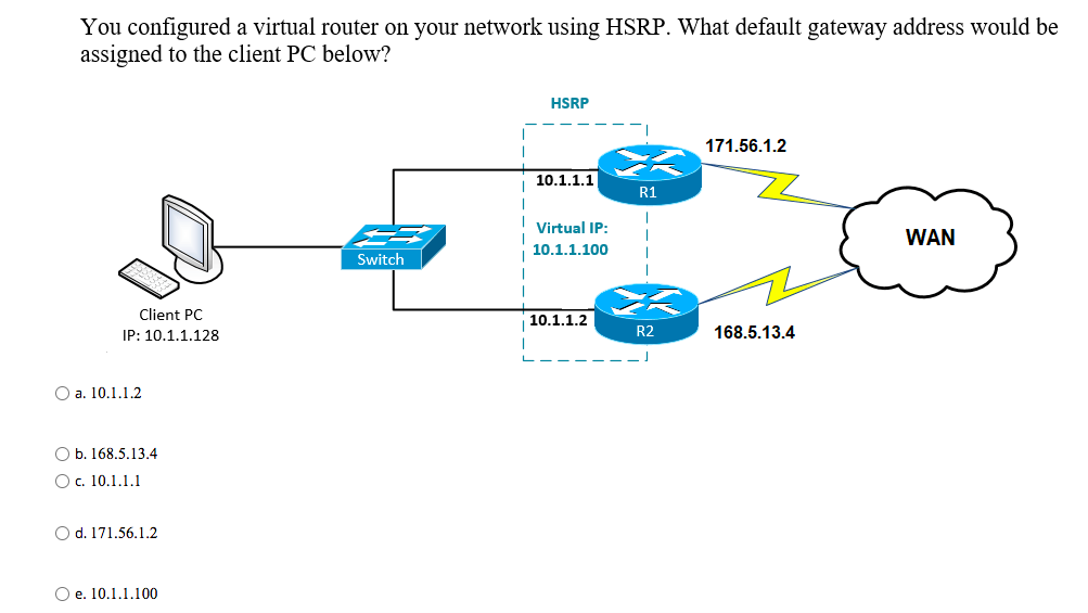 Solved You configured a virtual router on your network using | Chegg.com