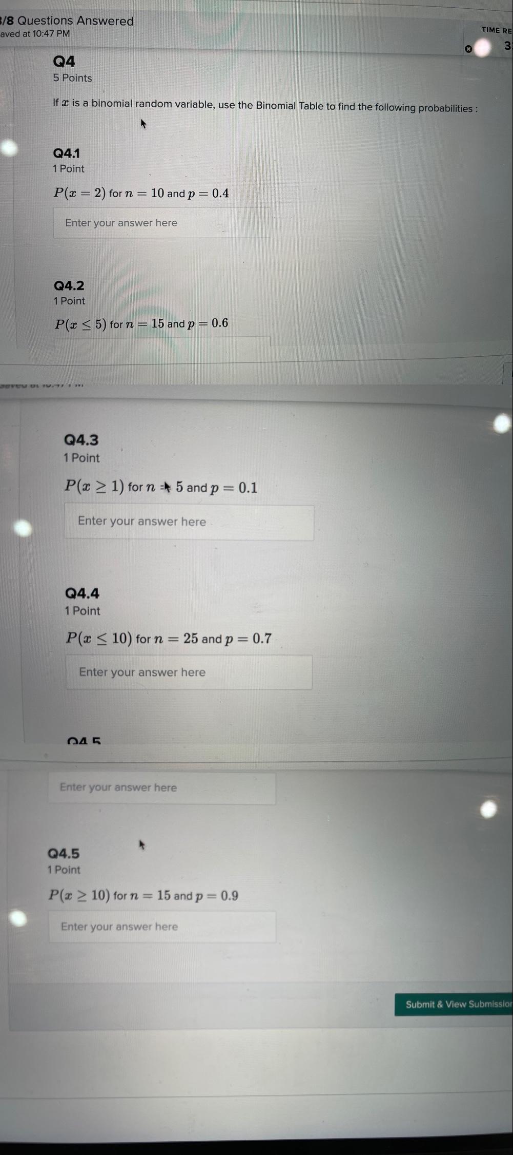 Solved 3/8 Questions Answered aved at 10:47 PM TIME RE ® 3 | Chegg.com