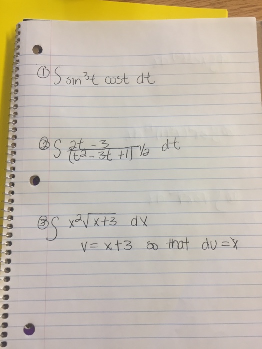 Solved Integral sin^3 cost dt integral 2t - 3/(t^2 - 3t + | Chegg.com