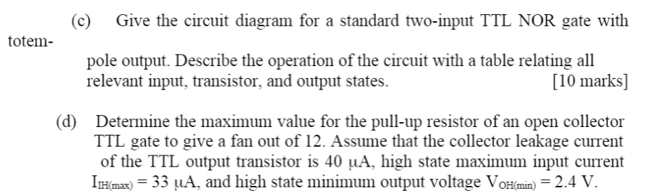 Solved (c) Give the circuit diagram for a standard two-input | Chegg.com