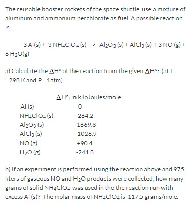 Solved The reusable booster rockets of the space shuttle use | Chegg.com