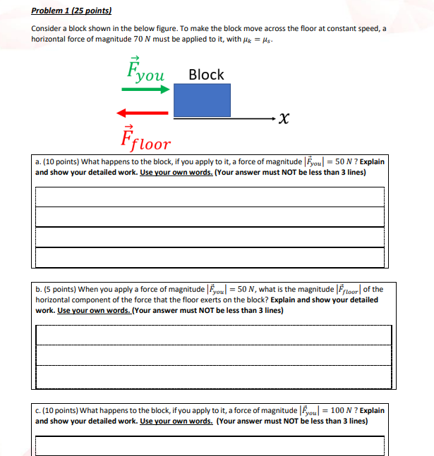 Solved Problem 1 (25 points) Consider a block shown in the | Chegg.com