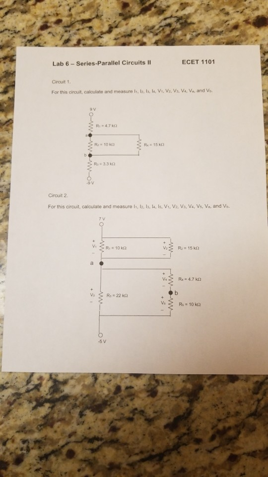 Solved ECET 1101 Lab 6-Series-Parallel Circuits I Circuit 1 | Chegg.com