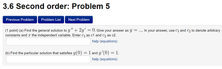 Solved 3.6 Second order: Problem 5 Previous Problem Problem | Chegg.com