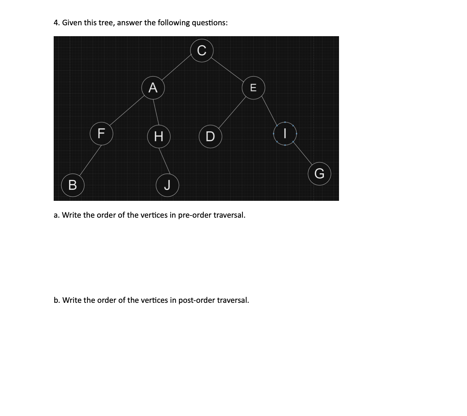 Solved A write The Order Of The Vertices In Pre Order