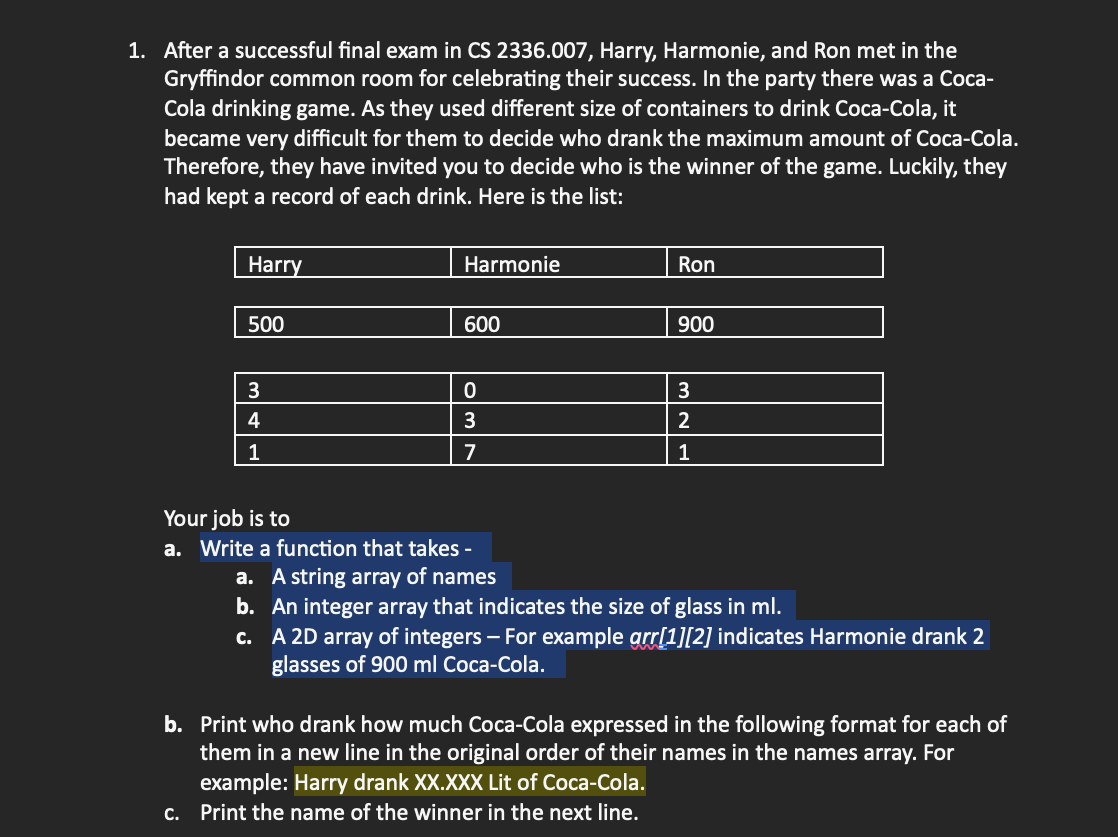 Solved 1. After a successful final exam in CS 2336.007 , | Chegg.com