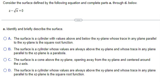 Solved Consider the surface defined by the following | Chegg.com