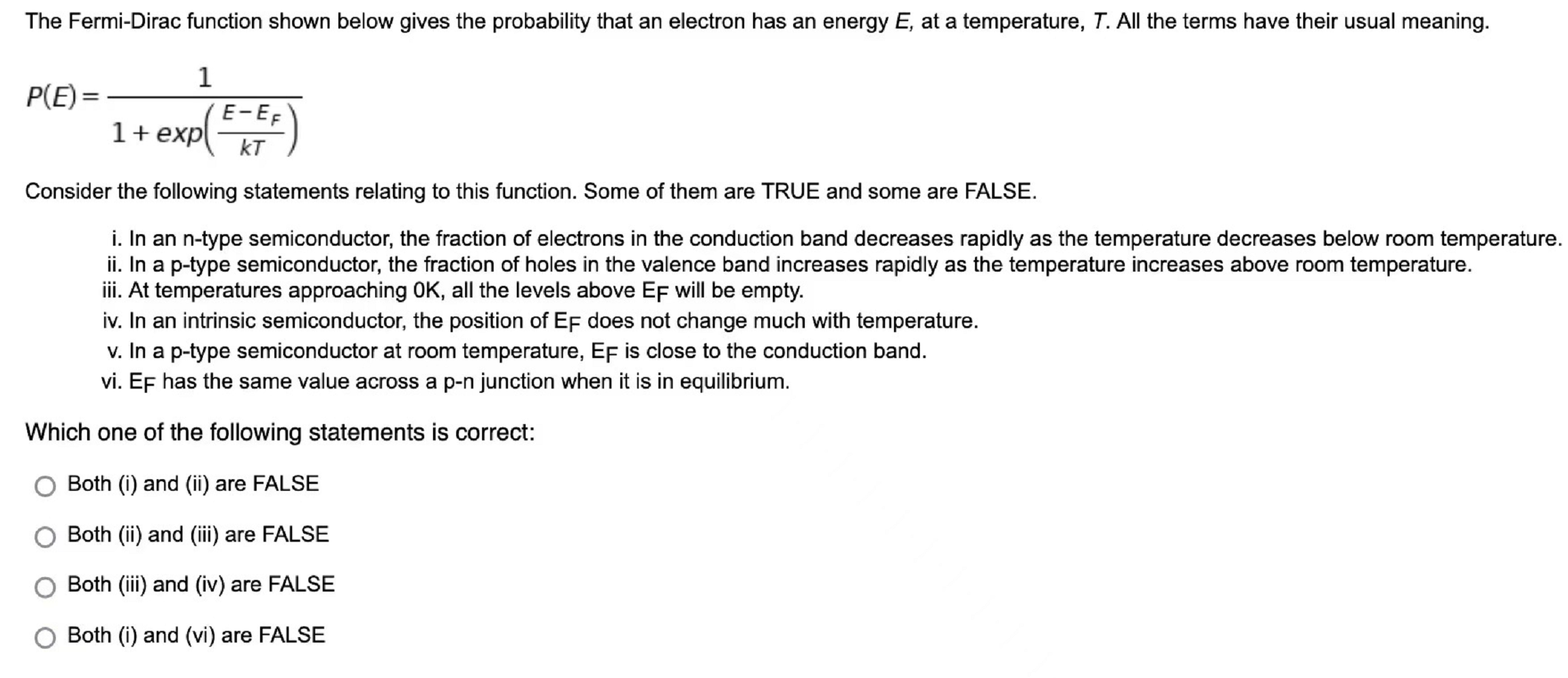 Solved The Fermi-Dirac function shown below gives the | Chegg.com