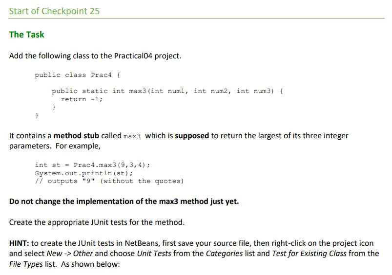 Solved Start of Checkpoint 25 The Task Add the following | Chegg.com