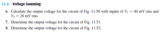 Solved 11.2 Voltage Summing 6. Calculate the output voltage | Chegg.com