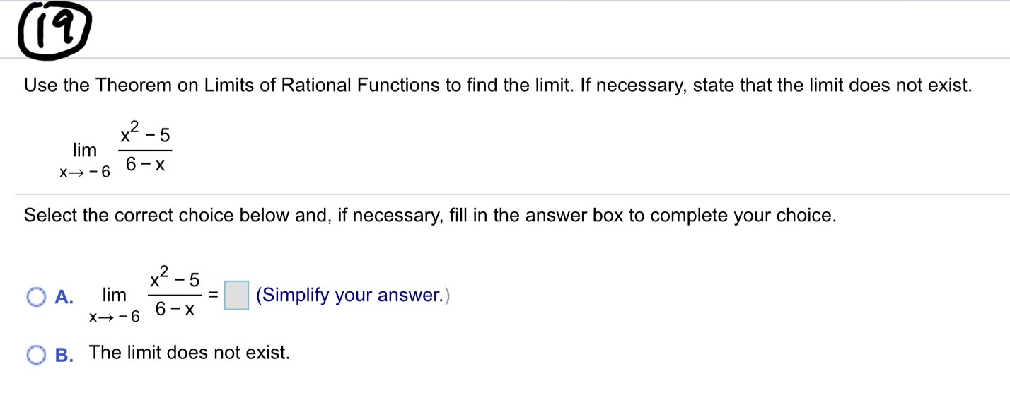 Solved 1 Use The Theorem On Limits Of Rational Functions To