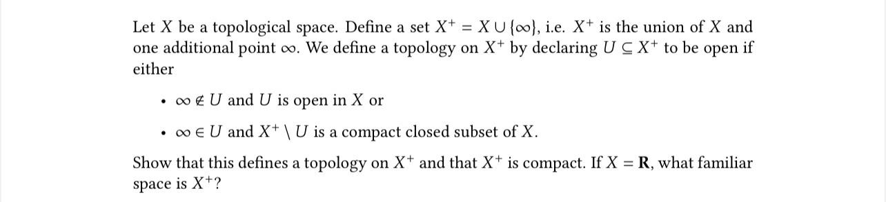 Solved Let X be a topological space. Define a set X+=X∪{∞}, | Chegg.com