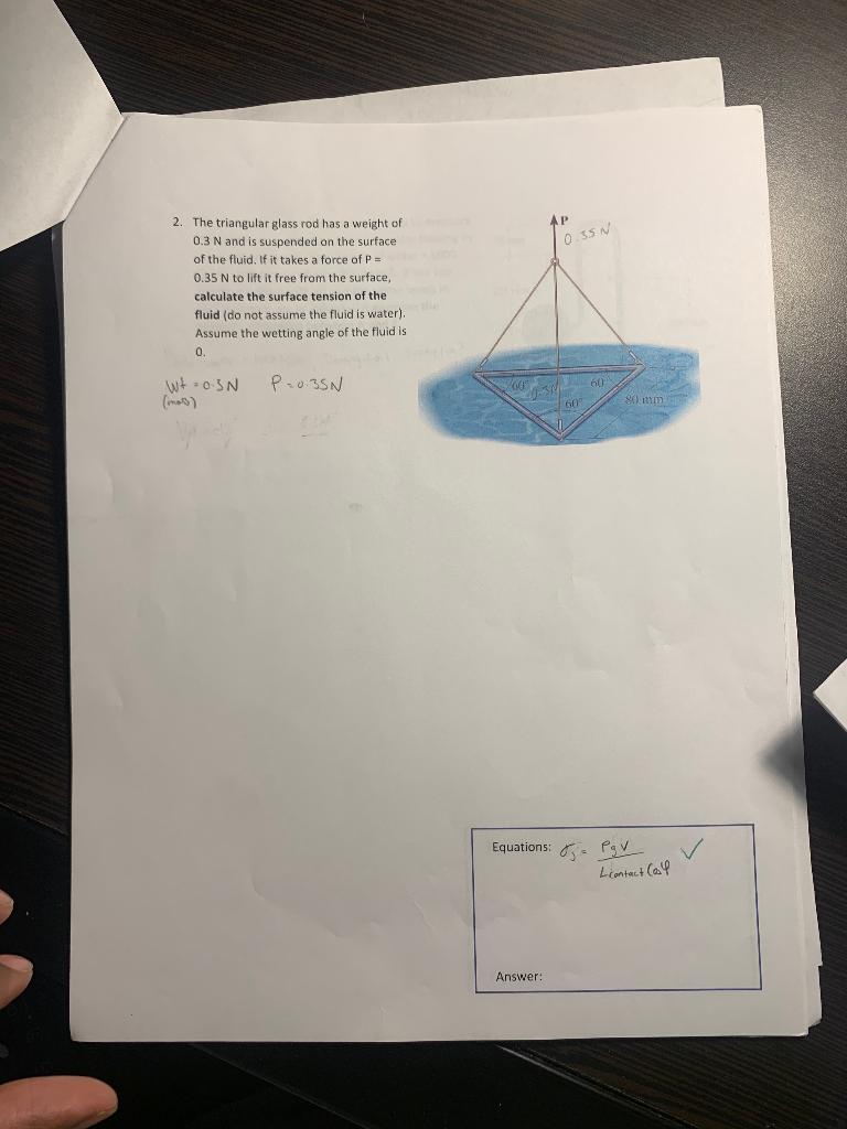Solved P OSSN 2. The triangular glass rod has a weight of | Chegg.com