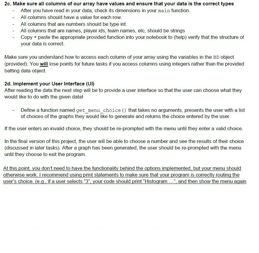 Solved 2c. Make sure all columns of our array have values | Chegg.com