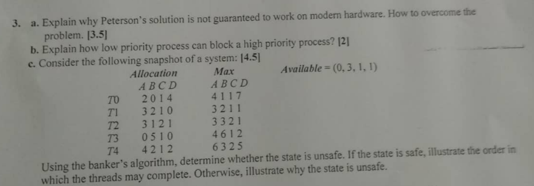 Solved 3. a. Explain why Peterson's solution is not | Chegg.com