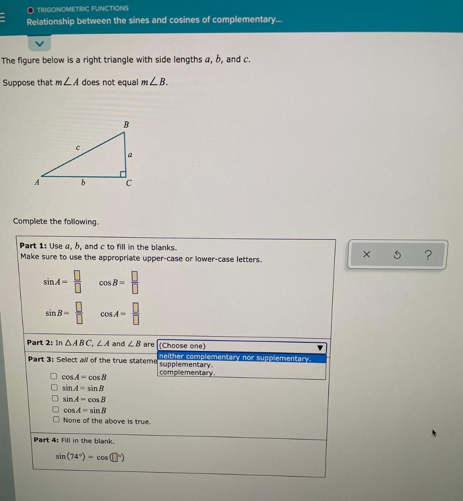 Solved O TRIGONOMETRIC FUNCTIONS Relationship between the | Chegg.com