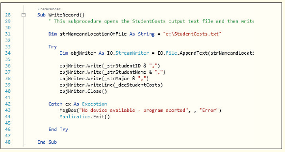 Solved 2raterences 28 29 30 31 Sub WriteRecord) " This | Chegg.com
