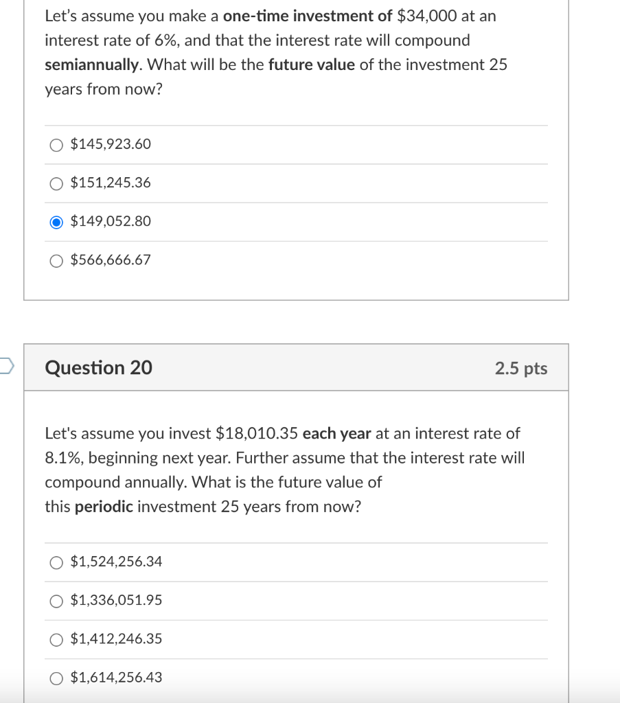 Solved Let's assume you make a one-time investment of | Chegg.com