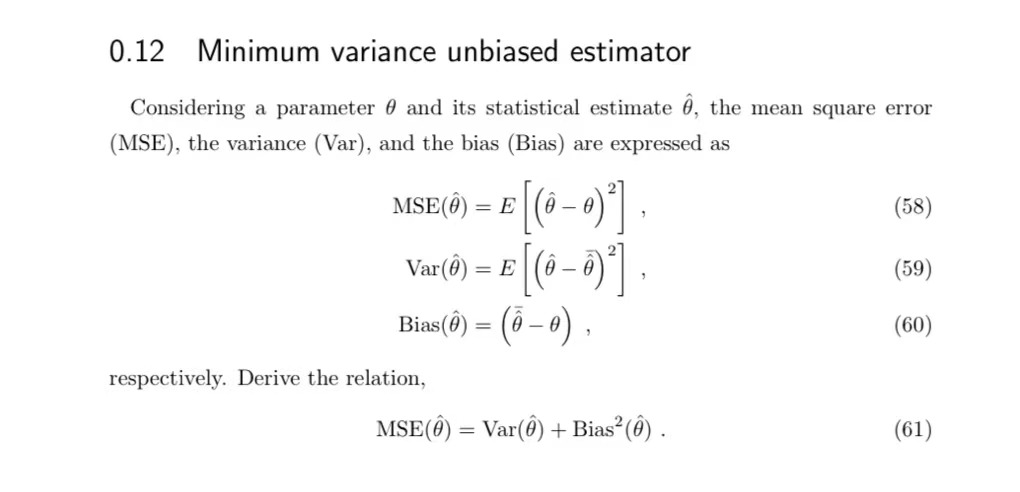 Solved 0.12 Minimum variance unbiased estimator Considering | Chegg.com